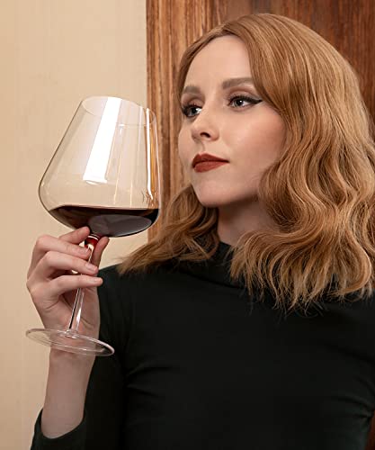 ROVSYA Red Wine Glasses Set of 4-28oz Large Wine Glasses Hand Blown Crystal-Clearer,Lighter for Wine Tasting, Gift Packaging for Wedding, Anniversary, Father's Day, Birthday