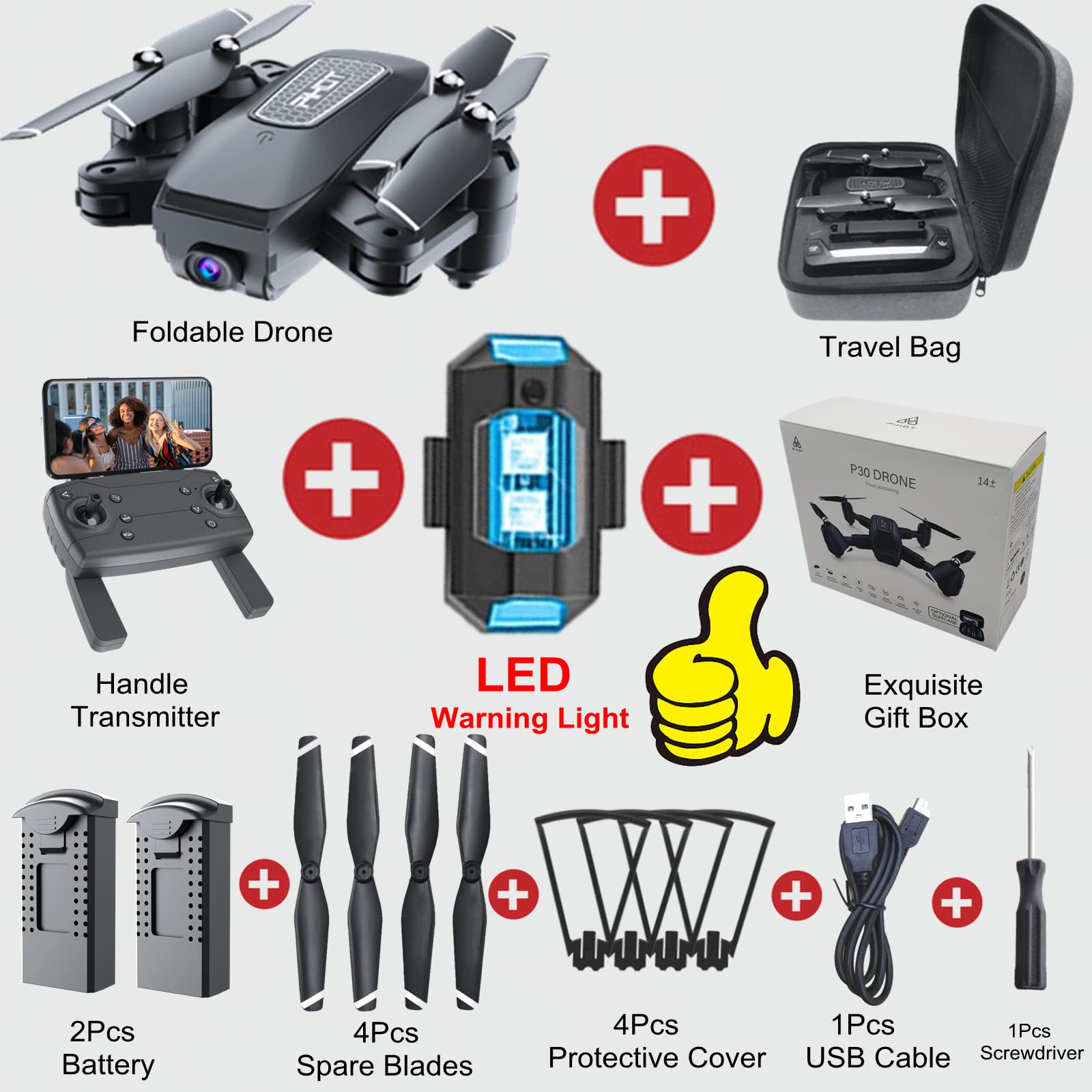 Oike Camera Drones for Adults and Kids,1080P FPV Video Drone with Carrying Case, Drone with Camera for Adults Beginners, Foldable RC Quadcopter, Super Stable, Very Easy Fly