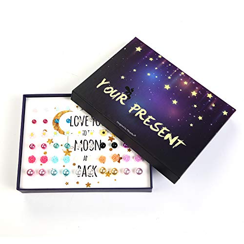 Pibupibu 30 Pairs Mix Pearls Ball Daisy Rose Flower Assorted Earrings Studs Set, Hypoallergenic (30 Balls+Flowers)