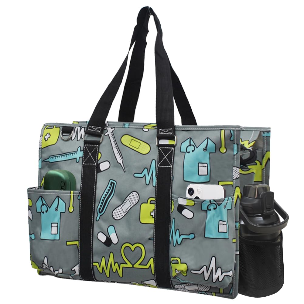 NGIL Zip-Top Tote Bag with Exterior Pockets for Working Women, Nurses, and Moms, Design in USA (Nurse Black)