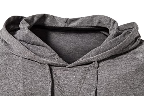 MUSE FATH Mens Lightweight Long Sleeve Active Baseball Hoodie Tee Shirts-Dark Grey-S