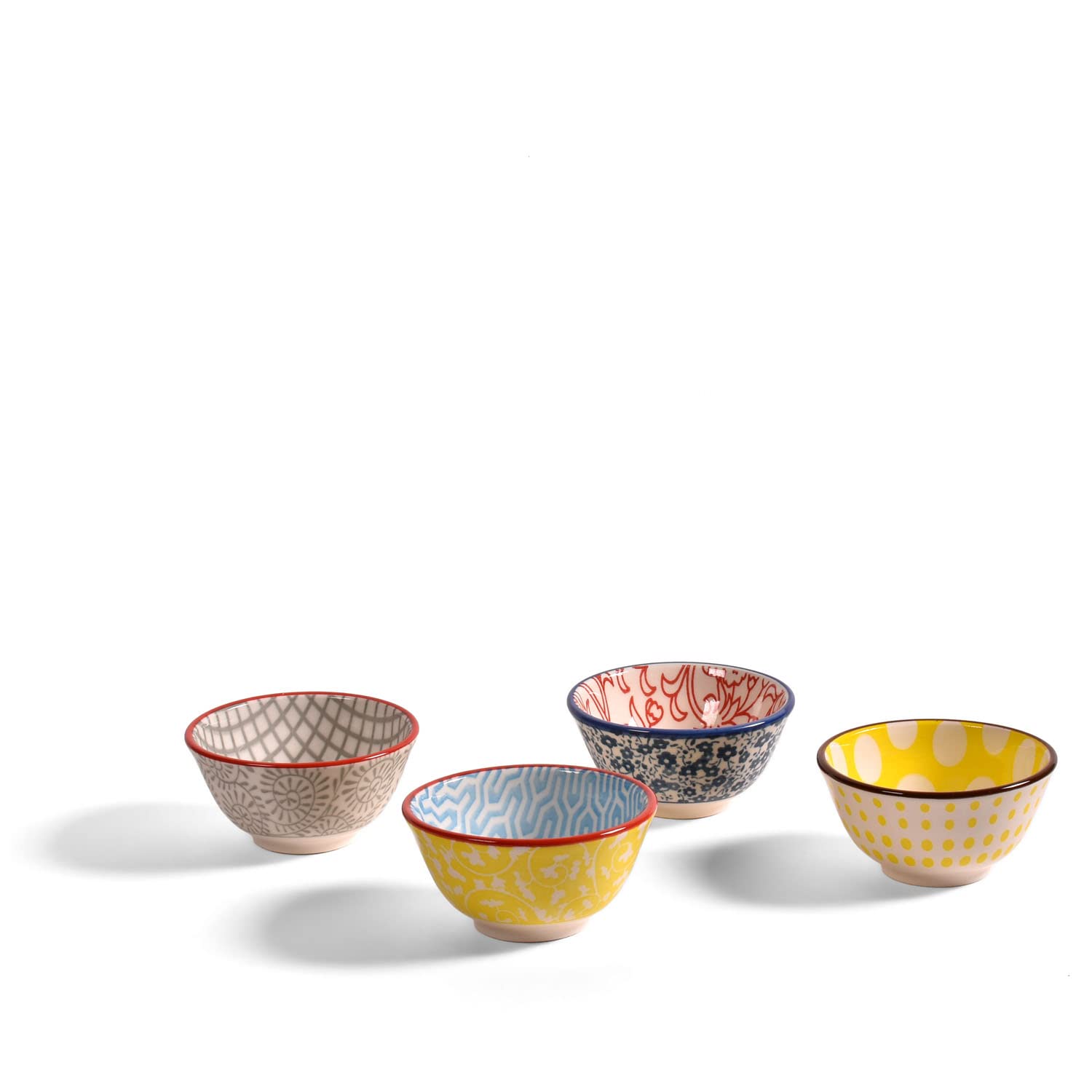 The Barrington Garage Patterned 2-1/2-inch Ceramic Wasabi/Pinch Bowls, Set of 4, Multicolor