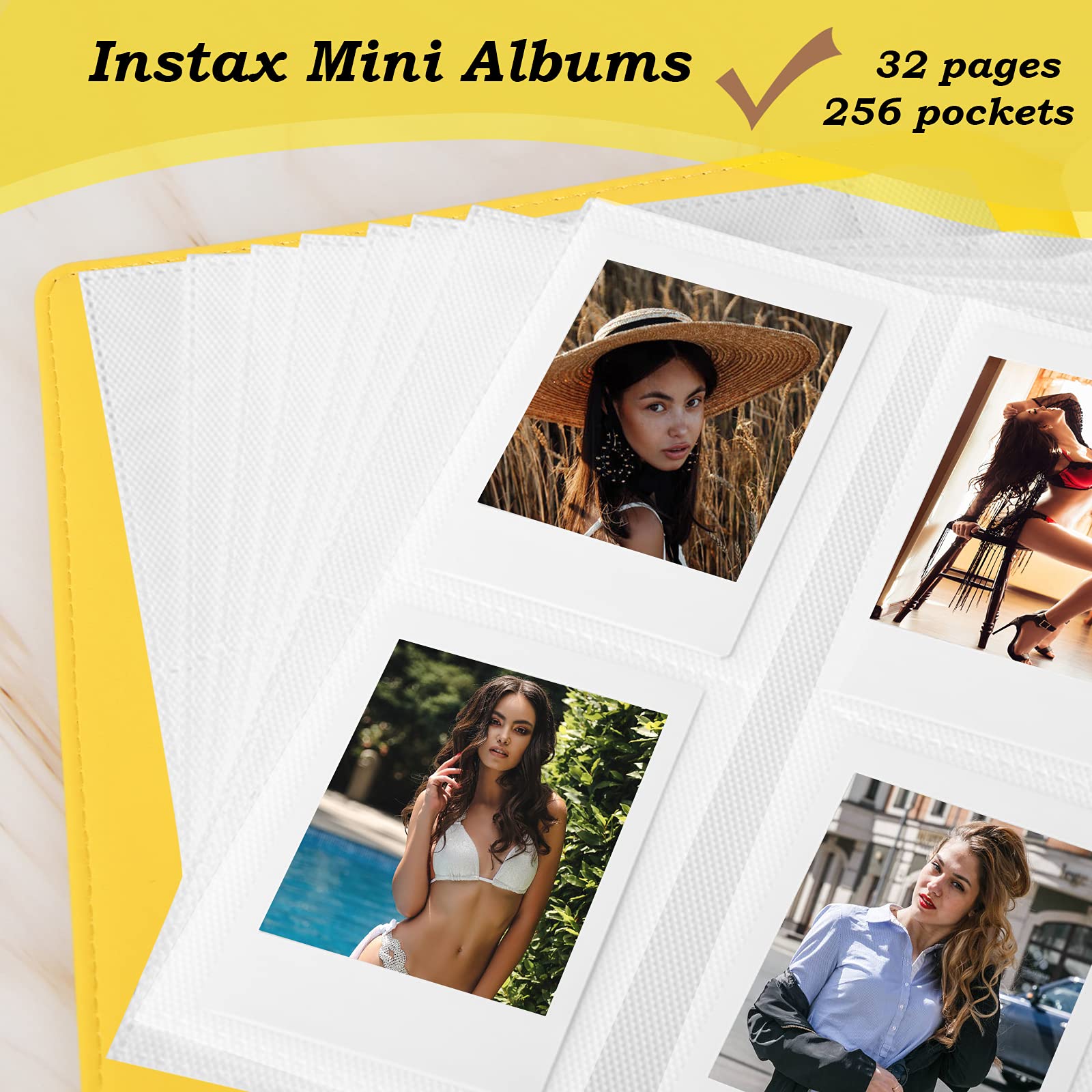 Ruibytree 256 Pockets Mini Photo Album - Fits for Fujifilm Instax Mini 12 Mini 11 Mini 9 Mini 8 Mini 40, Polaroid Snap PIC-300, Kodak Mini 3-Inch Film(Yellow)