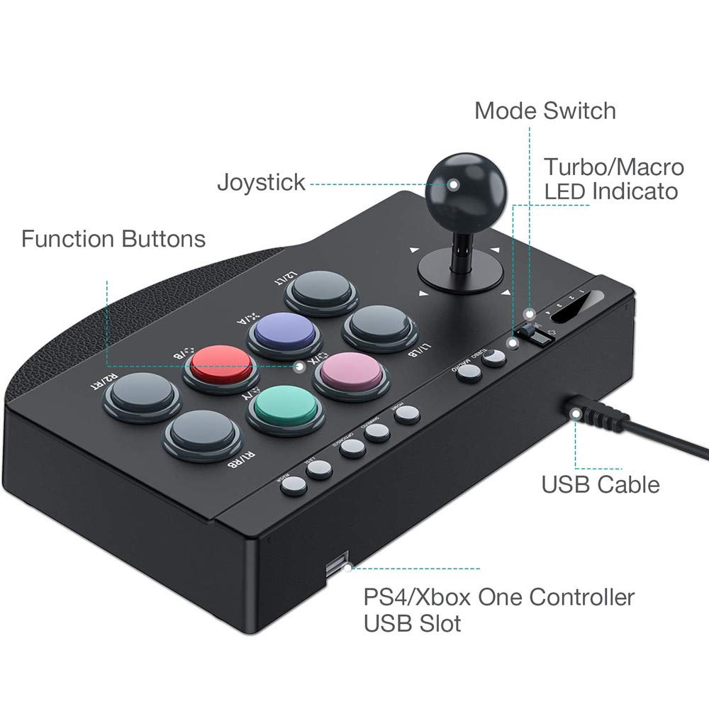 PXN 0082 Arcade Stick PC Street Fighter USB Arcade Stick for Xbox One/Xbox Series X/S/ PS3 / PS4 / Switch/Window PC