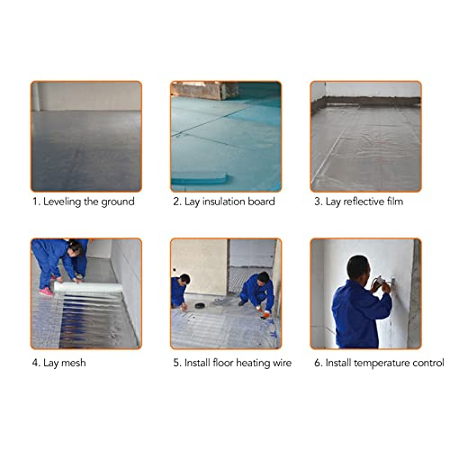 Raguso Electric Floor Heater Mat, Self Adhesive Mesh Easy to Install Multifunctional 240W Insulating PEP PVC Protective Sleeve Floor Heating Pad for Wood Floors(#1)