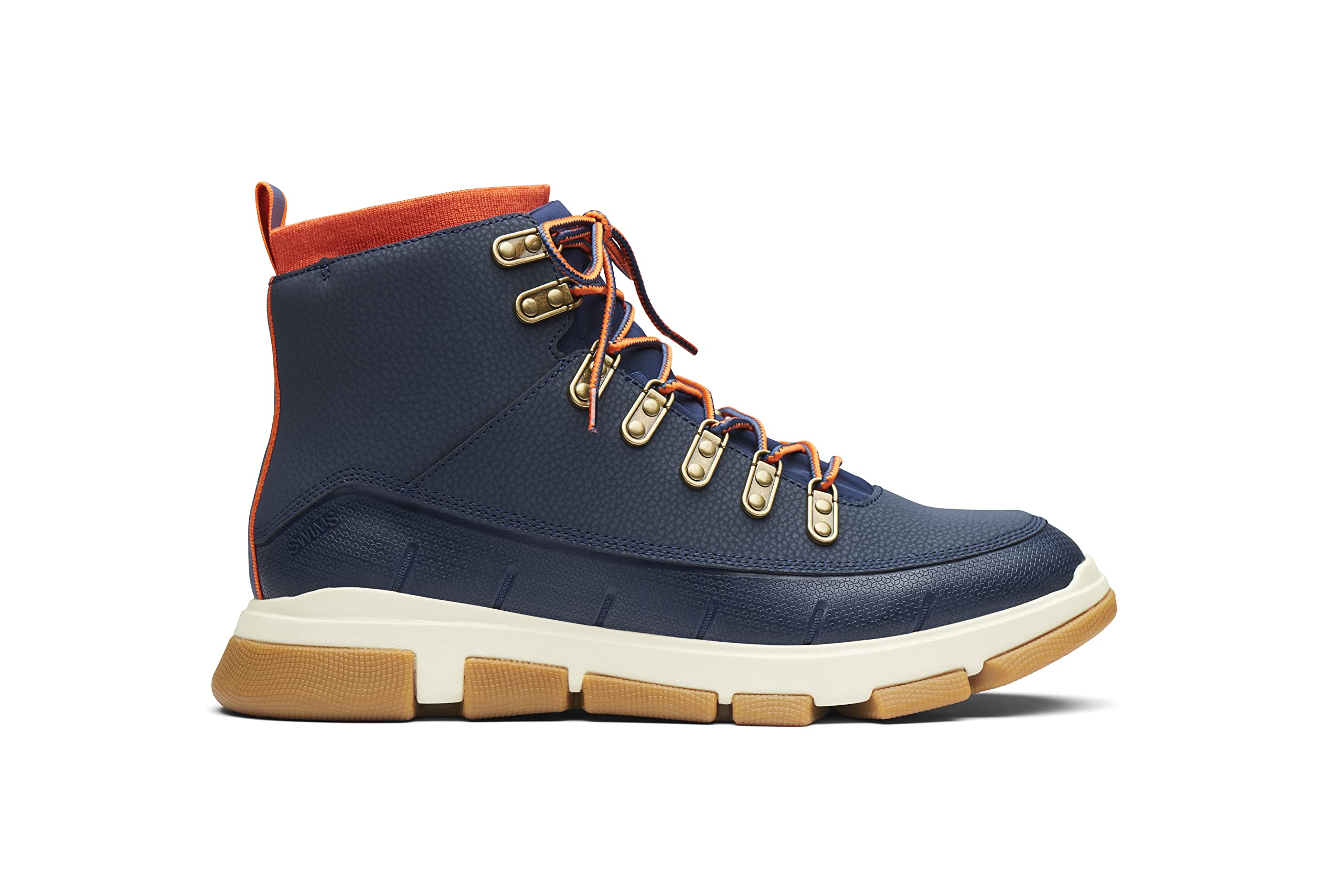 SWIMS Mens City Hiker II Boots, Navy/Orange/Gum, 8.5