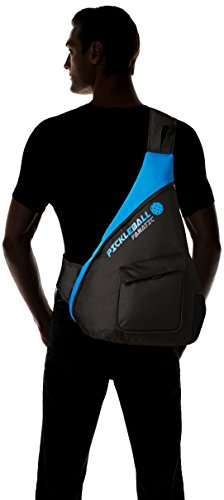 Pickleball Fanatic Sling Bag with pockets for Paddles, Balls, Gear, and Water Bottle(Blue/Black)