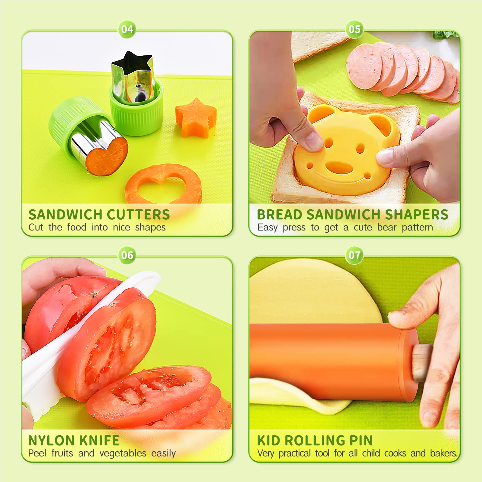 Montessori Kitchen Tool for Toddlers, Wulumu 15Pcs Kids Cooking Set Real Children Safe Kitchen Set Include Toddler Knives Cutting Boards Peeler Rolling Pin for Toddler Birthday Gift Christmas