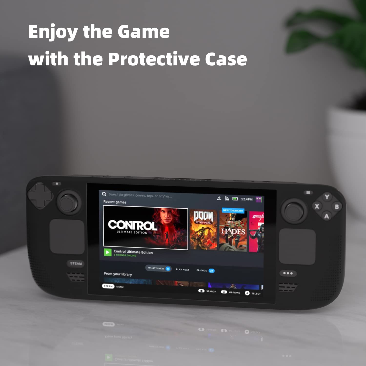 Silicon Protective Cover for Steam Deck, Soft Anti-Slip Shock Proof Anti-Scratch, Ergonomic Grip Design, Drop Protection Grip Case (Black)