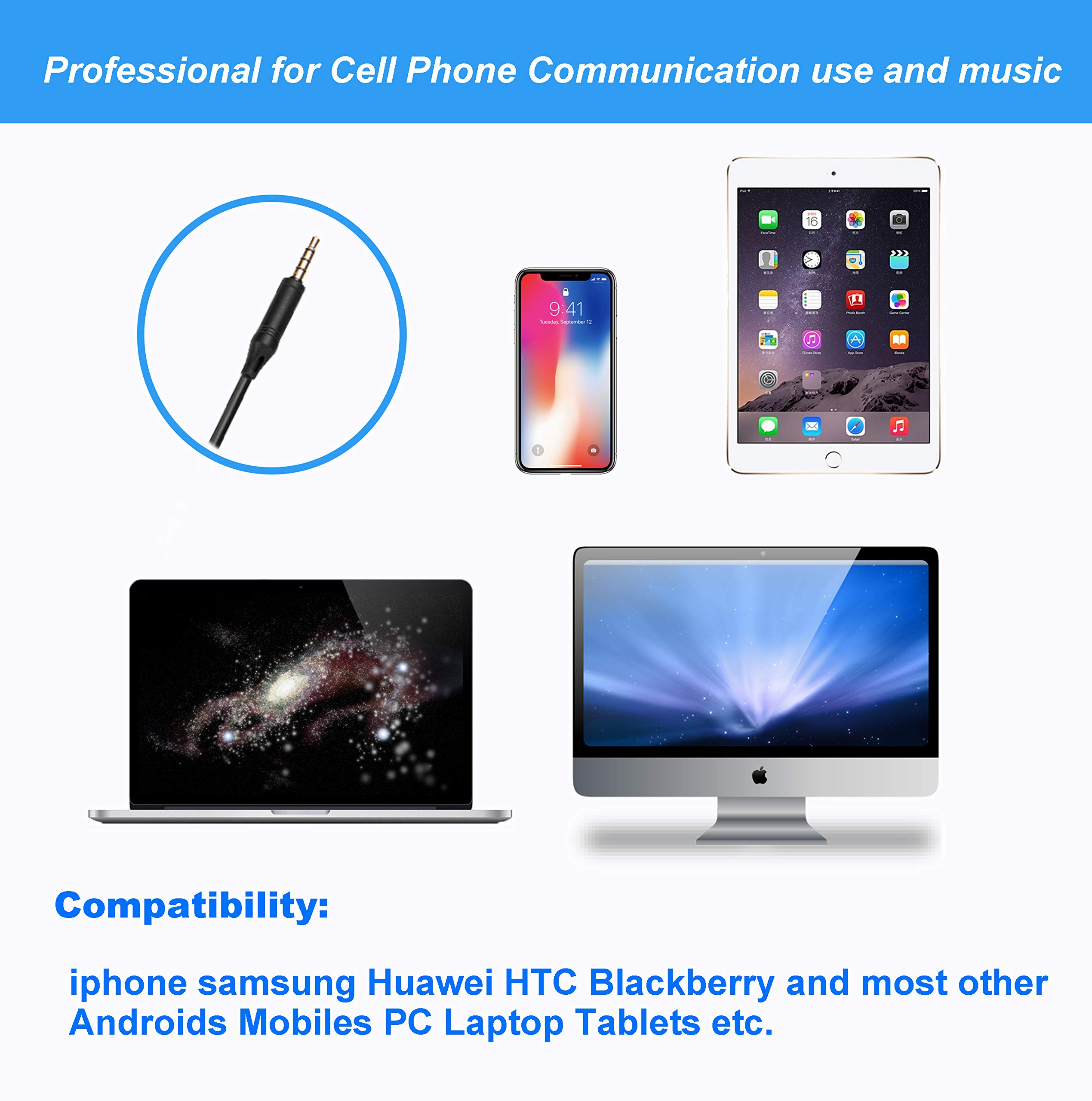 Sinseng TelPhone Headset with Microphone Noise Cancelling for Call Center, 3.5mm Computer Headphones with Volume Control for iPhone iPad Samsung PC, Office Phone Headset for Online Courses Dictation