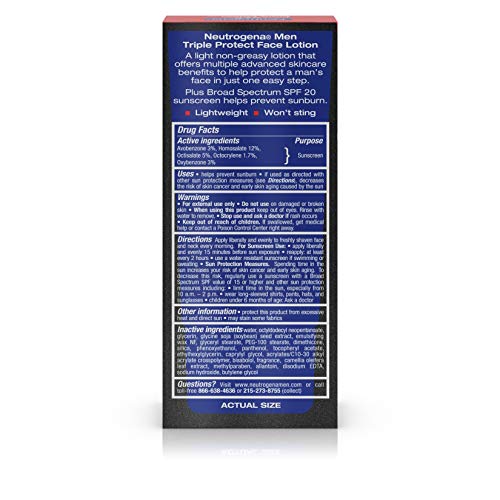 Neutrogena Triple Protect Face Lotion for Men, SPF 20, 1.7 Ounce
