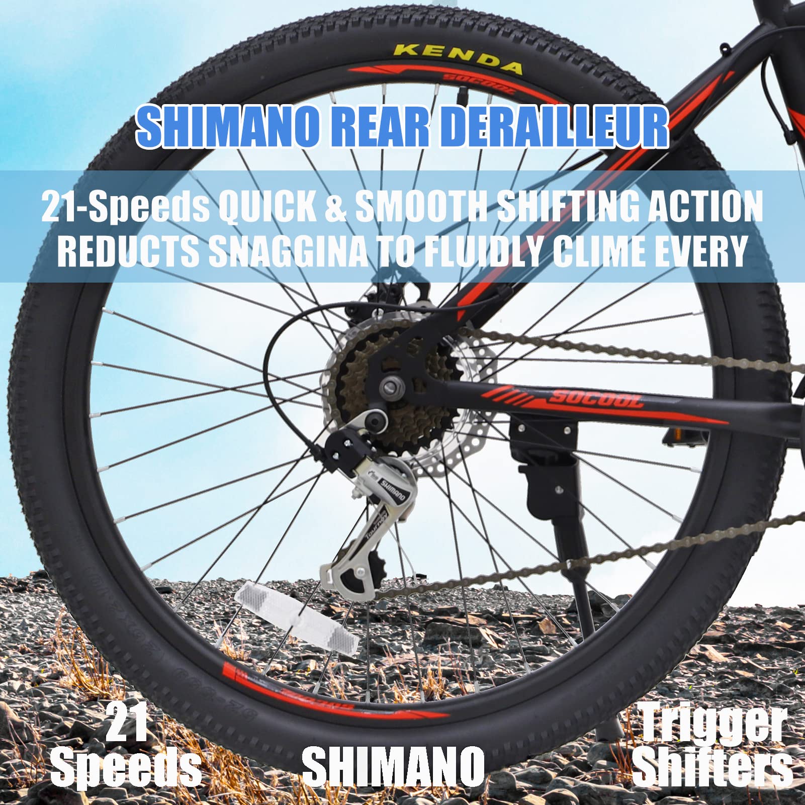 SOCOOL 26 Inch Mountain Bikes, Wowens Bicycles, Hybrid Bike for Men, Mountain Bicycles