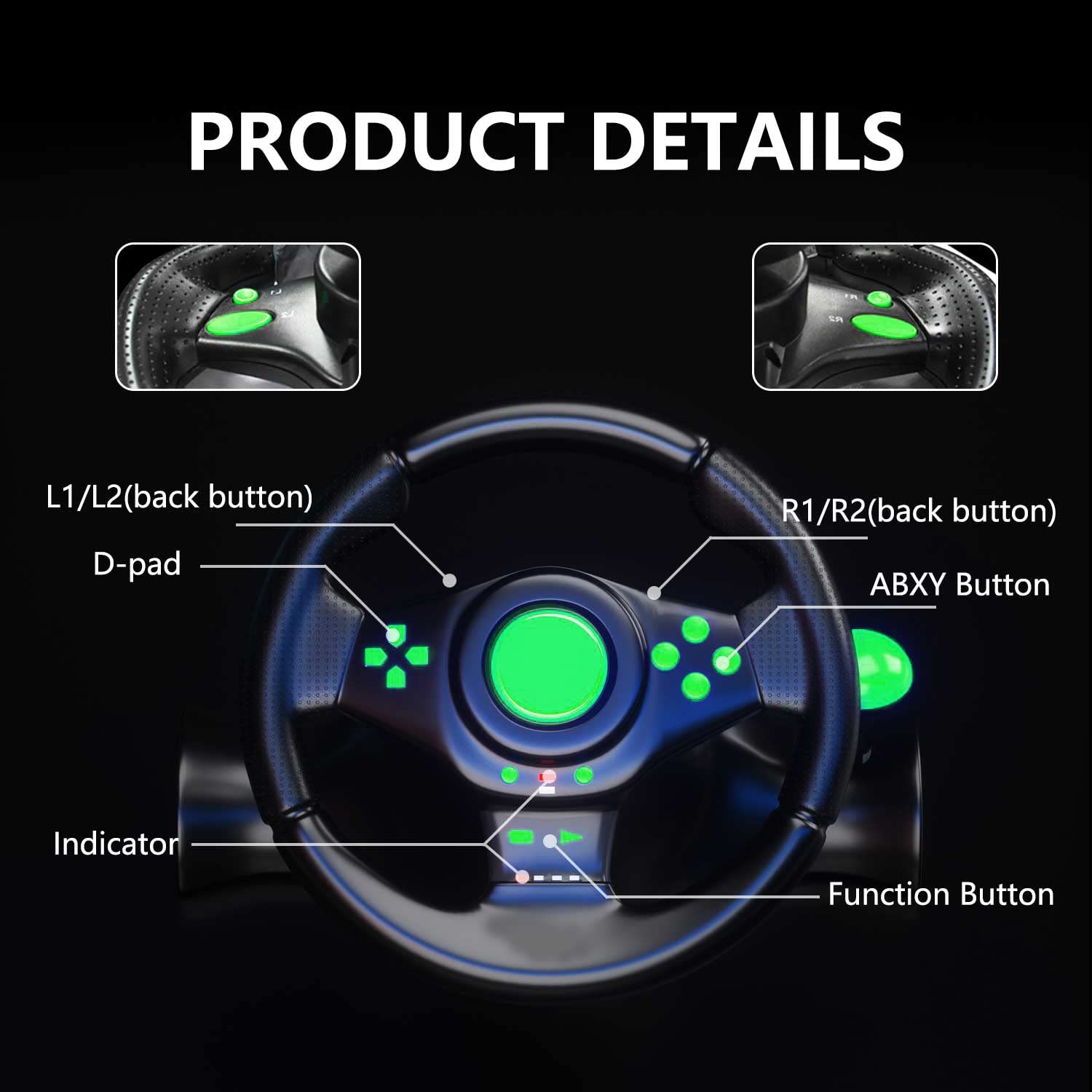 SZYUYU Racing Steering Wheel with Pedals/Paddles Shifter and Vibration for PS4/ PS3/ XBOX One/XBOX 360/PC Racing Steering Wheel