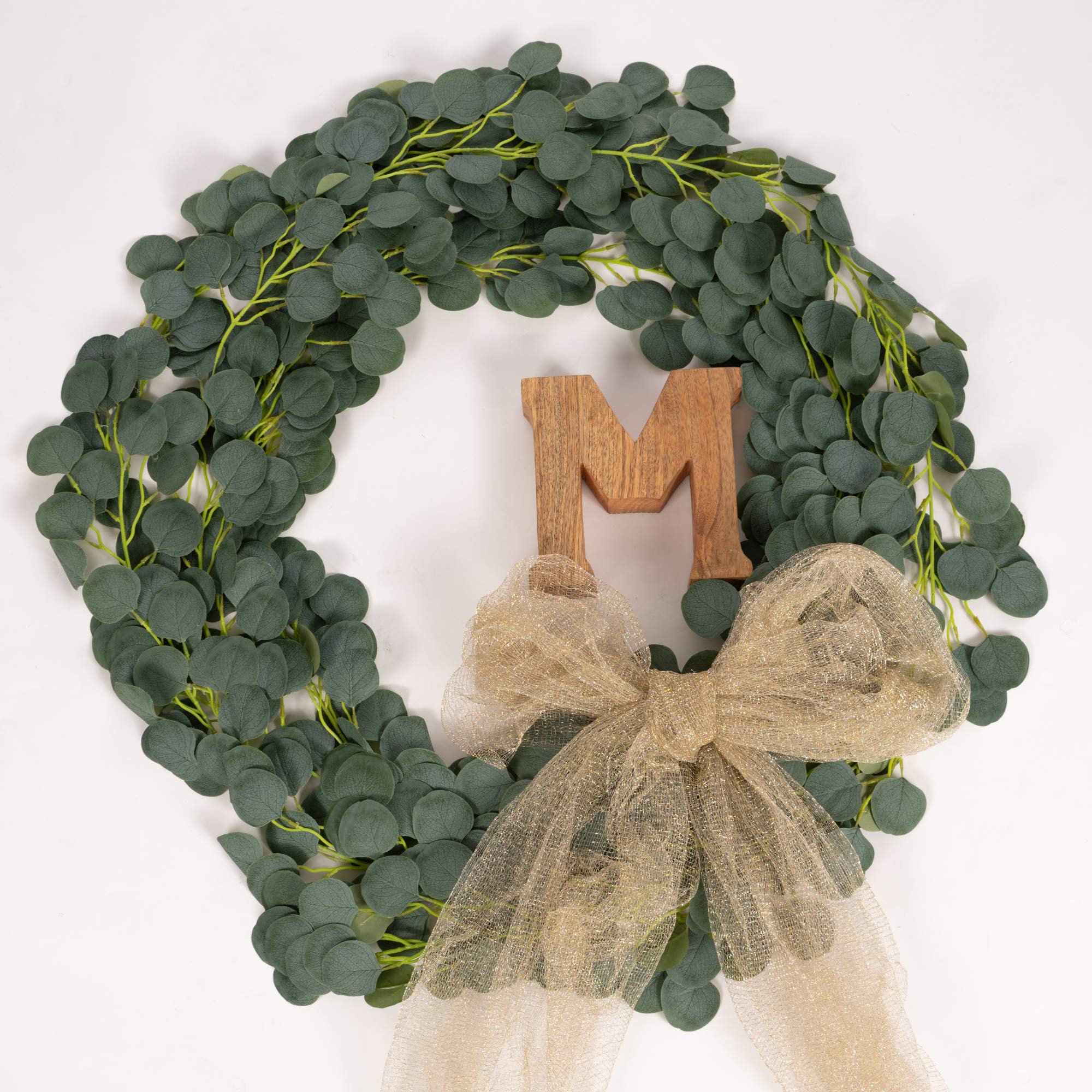 Rosary 3 Pack Artificial Eucalyptus Garland Greenery Leaves | Garlands for Engagement Party Decorations & Vines Faux for Home Table Decoracion - Hanging Plants Wedding Backdrop Arch Wall Decor
