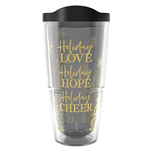 Tervis Golden Holiday Christmas Made in USA Double Walled Insulated Tumbler Travel Cup Keeps Drinks Cold & Hot, 24oz, Classic