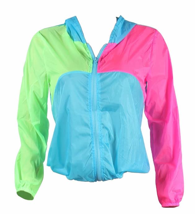 SUPERPINCHAQ Women’s crop windbreaker jacket, Sun protection Tracksuit Windbreaker Pullover Jacket Crop Zip Up Color Block(Blue,L)