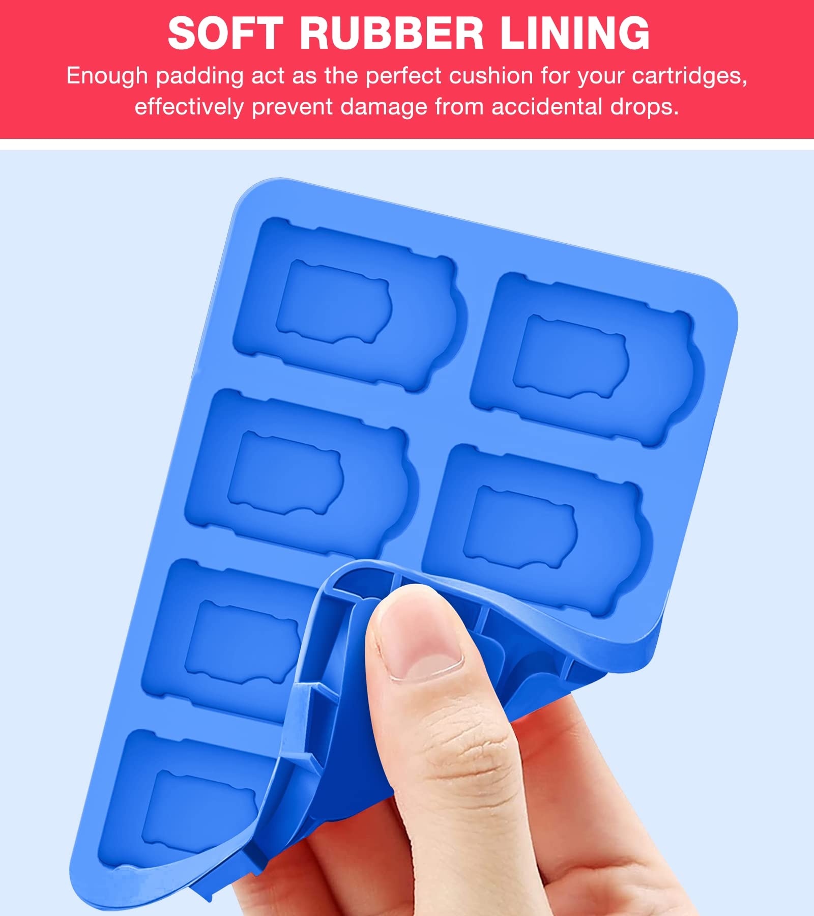 Switch Game Case Compatible with Nintendo Switch Game, Switch Game Holder Storage Game Card, SD Cartridge with Soft Rubber, Hard Protective Shell, Magnet Closure, Switch Cartridge Organizer 16 Blue