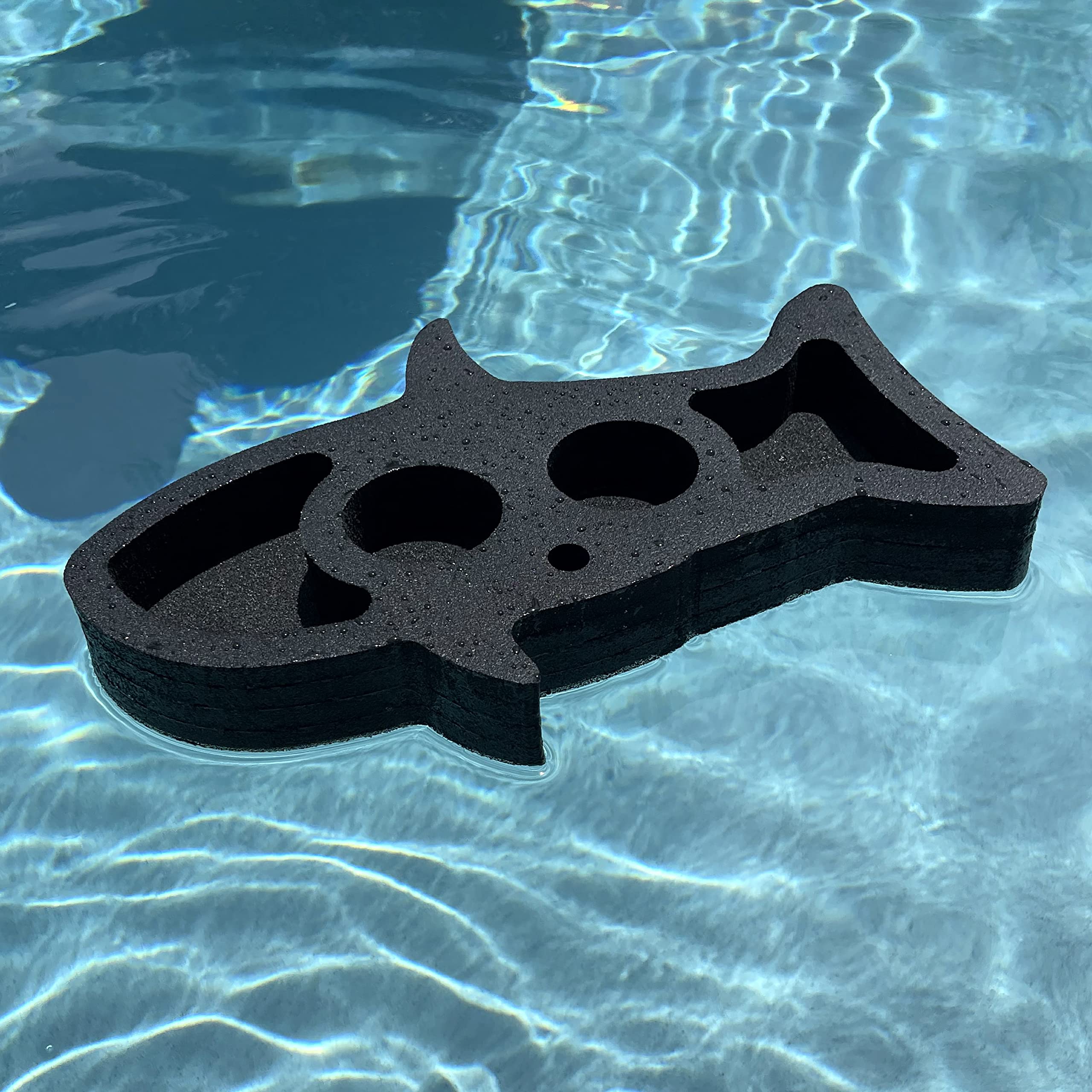 Polar Whale Floating Shark Shaped Spa Hot Tub Bar Drink and Snack Table Blue Refreshment Tray for Pool or Beach Party Float Food Lounge Durable Black Foam