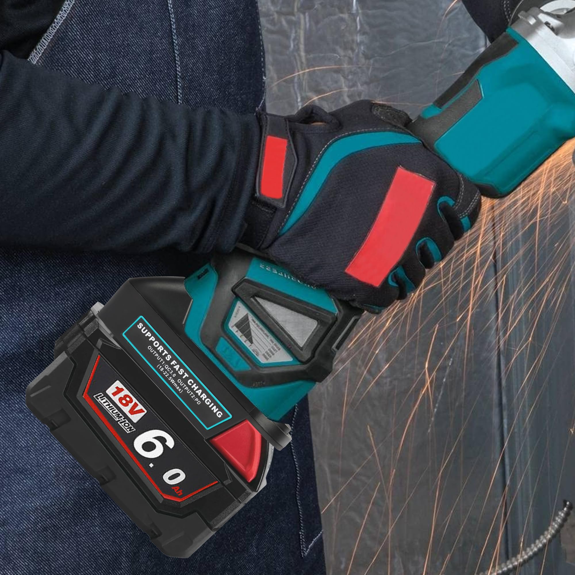 Xinriga DM18M Battery Adapter Compatible with Dewalt 20V MAX Battery and Compatible with Milwaukee M18 18V Battery Covert to Makita 18V Lithium-ion Battery, with USB and Type-C Fast Charging Ports