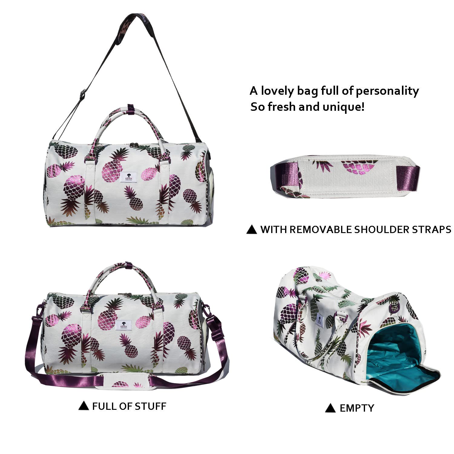 Original Floral Water Resistant Duffel Bag Gym bag Weekender Travel Bag for Gym Beach Daily Bags