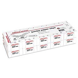 Office Depot Brand Paper Clips, Jumbo, Silver, 100 Clips Per Box, Pack of 10 Boxes