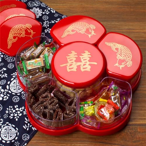MICSO Dried Fruit Box Creative Candy Home Nut Dried Tray Grid Wedding Living Room Revolving