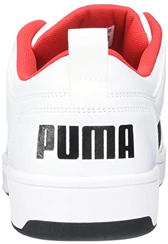 PUMA Men's REBOUND LAYUP LOW Sneaker, Puma White-Puma Black-High Risk Red, 11