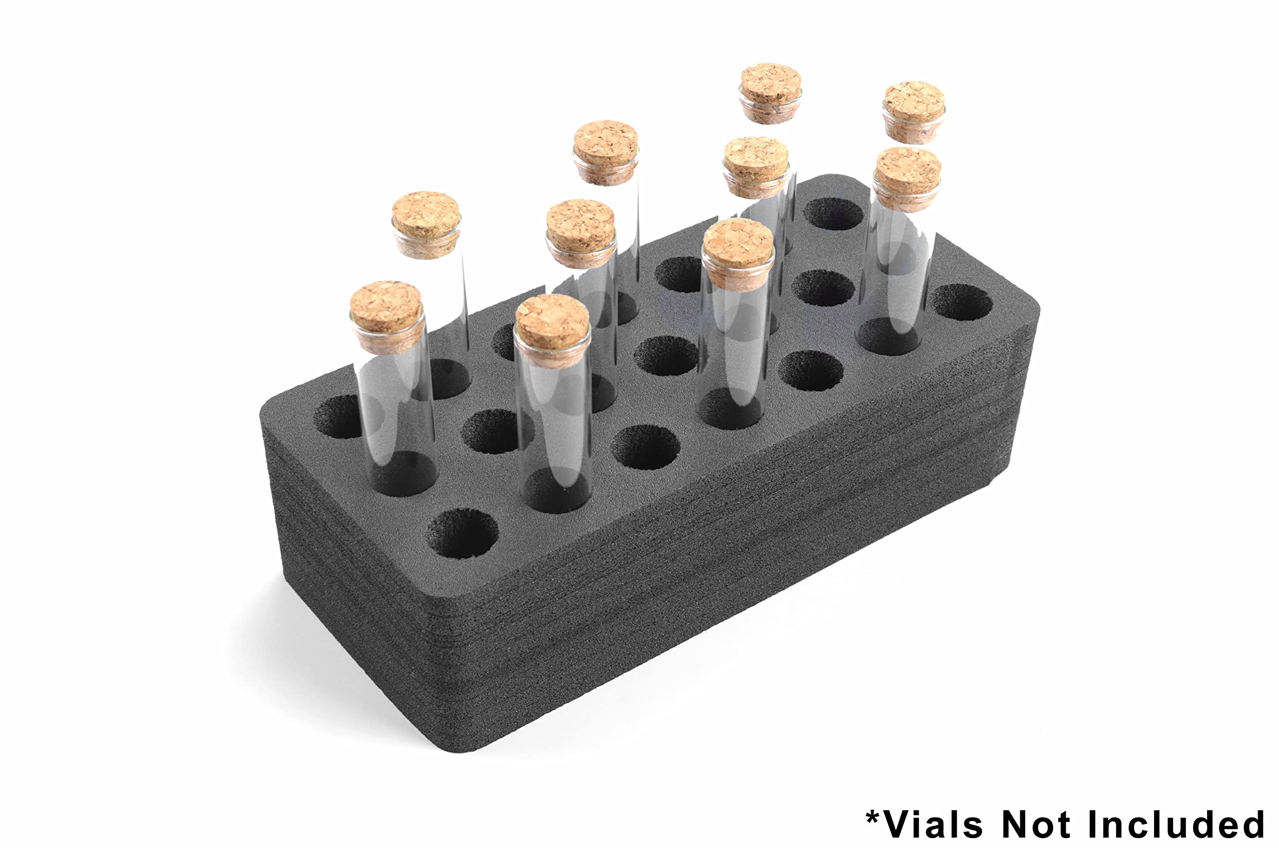 Polar Whale Test Tube Rack Durable Black Foam Storage Holder Organizer Stand Transport Holds 21 Tubes Fits up to 25mm Diameter