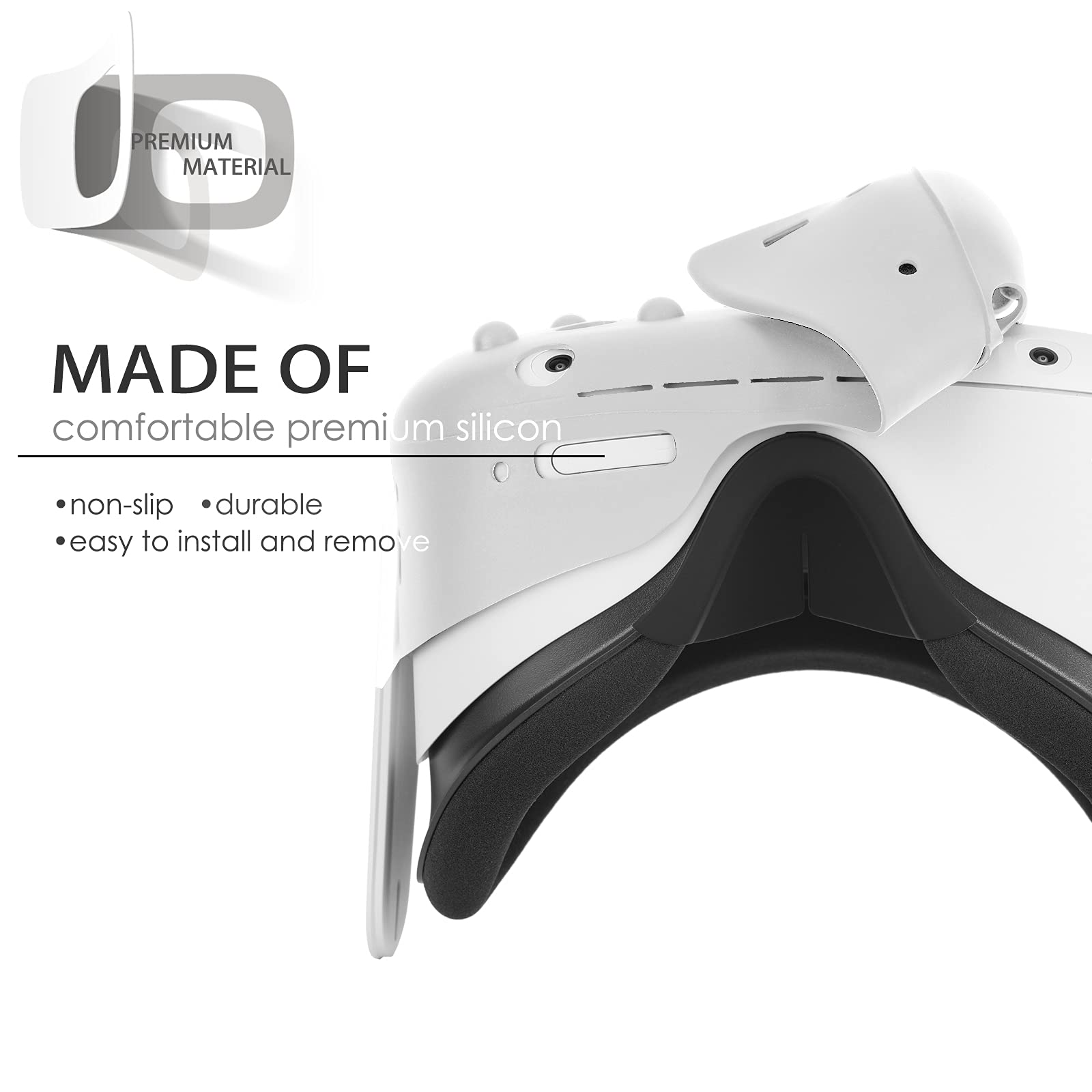 Protective VR Shell for Quest 2 Oculus Accessories Silicone Front Face Protector Cover VR Headset Protective Skin Hood with Thick Bulges Anti Scratch Preventing Collisions Dust Proof (White)