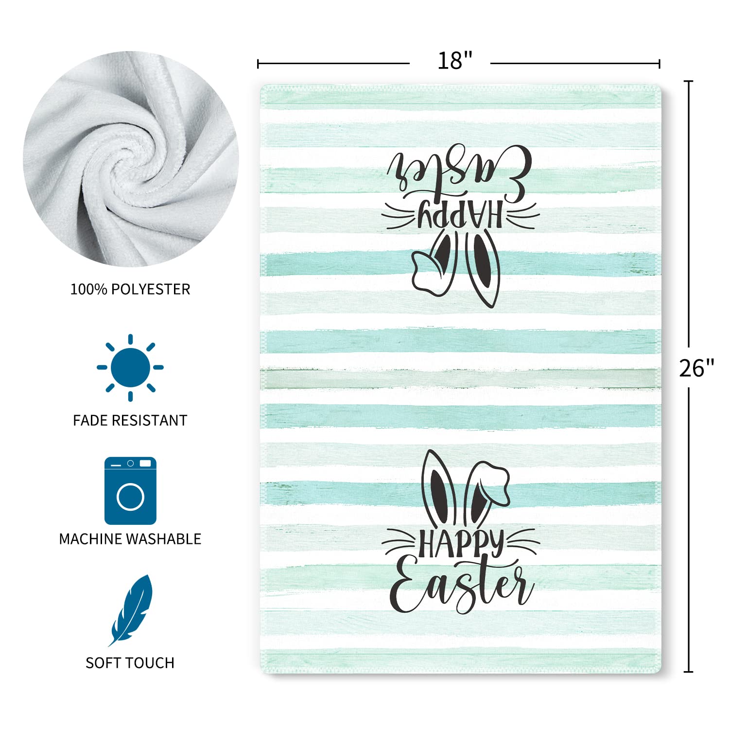 Siilues Easter Kitchen Towels 95g/Count Microfiber 18 x 26 Inch, Bunny Easter Kitchen Decorations Anniversaries Decor Ultra Absorbent for Drying Dishes Cooking Baking Set of 2