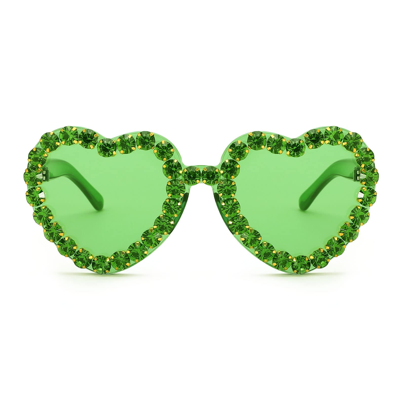WANWAN Women Heart Shape Sunglasses Sparkling Crystal Sunglasses Cute Lovely UV Protection Rhinestone
