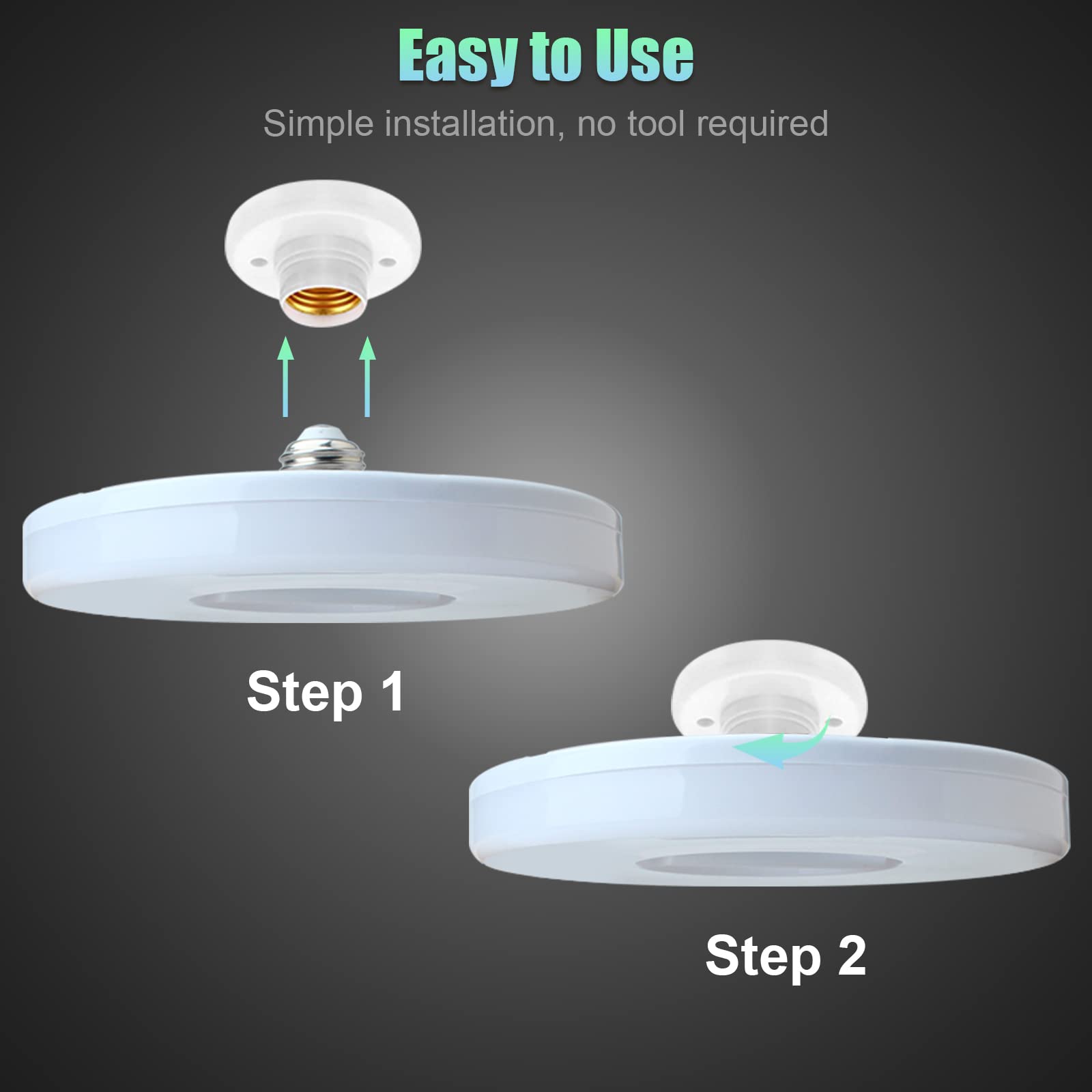 UFO LED Light Bulb, 3600LM 6500K Flat LED Light Bulb, 40W LED Ceiling Light Bulb, Easy-Installation Energy Saving LED Lamp with Folded E27 Base for Home Lighting, Garage, Workshop, Basement