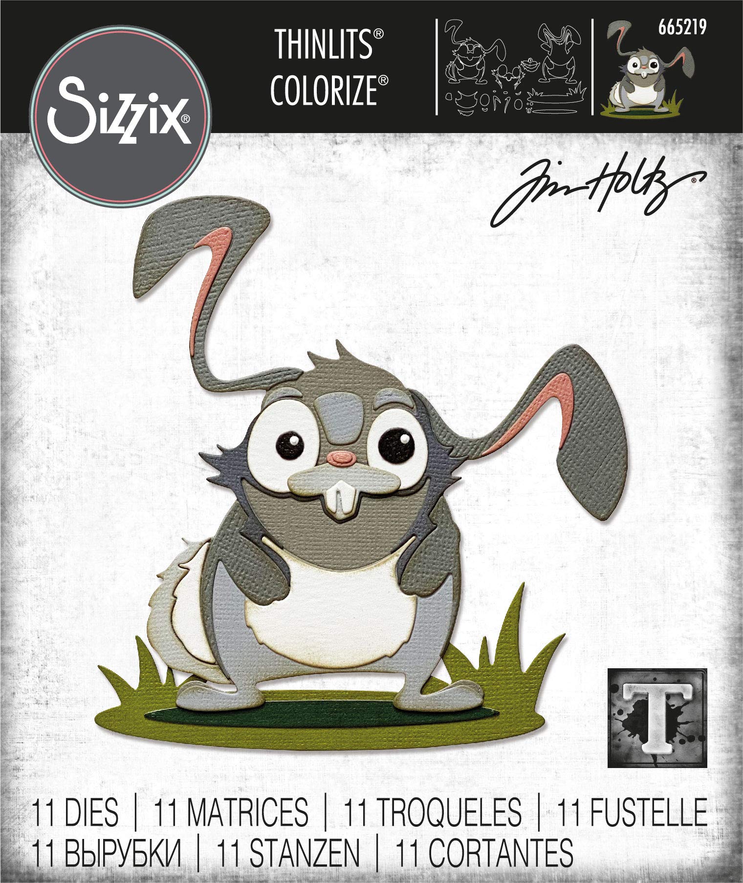Sizzix Thinlits Die 665219 Oliver Colorize by Tim Holtz 11 Pack, Multicolor