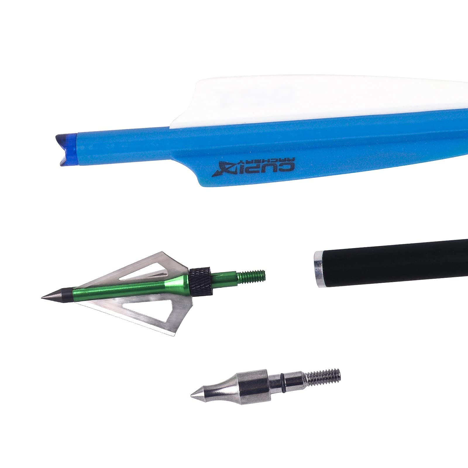 SXSZY Crossbow Bolts 20 Inch ,Carbon for Hunting Archery Arrows with 12 Pack and 6Pcs Broadheads and 4" Vanes