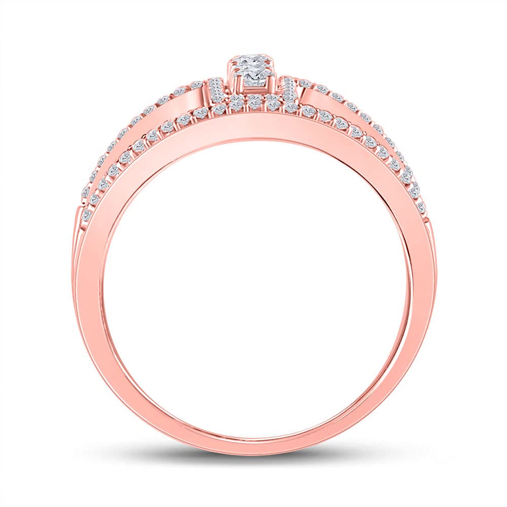 The Diamond Deal 10kt Rose Gold Womens Round Diamond Fashion 3-stone Ring 3/8 Cttw
