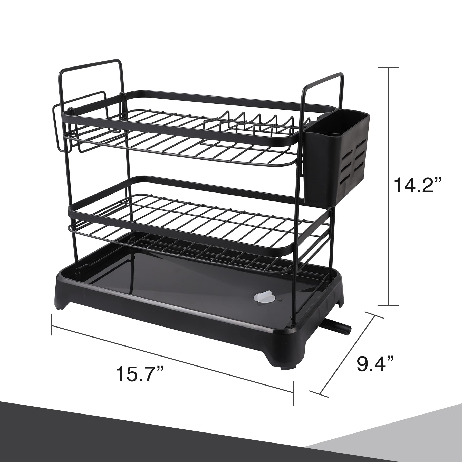 Sikobin Dish Drying Rack Stainless Steel 2 Tier Dish Rack Multifunctional Rustproof Dish Rack with Drainboard Utensil Holder for Kitchen Counter