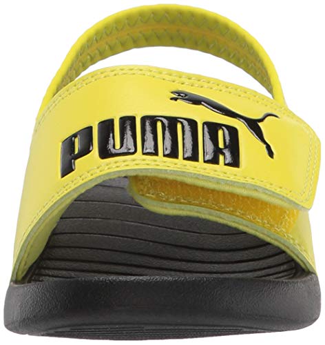 PUMA unisex child Popcat 20 Backstrap Slide Sandal, Puma Black-sulphur Spring, 8 Toddler US