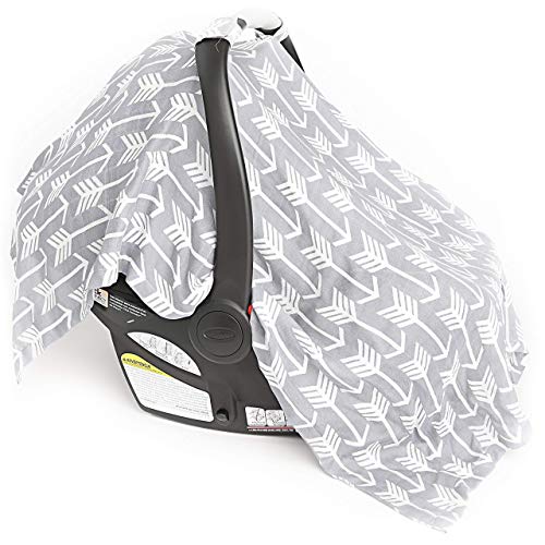 Muslin Carseat Canopy - Grey Arrow and Minky Blanket - Deer Bundle