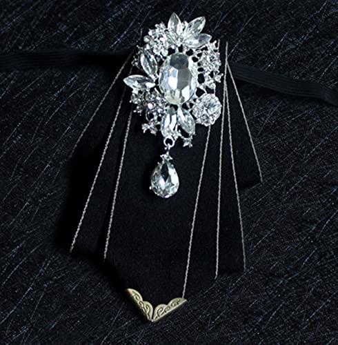MOHSILY Vintage Crystal Bow Tie Adjustable Black Bow Tie for Men Wedding Party Bowtie