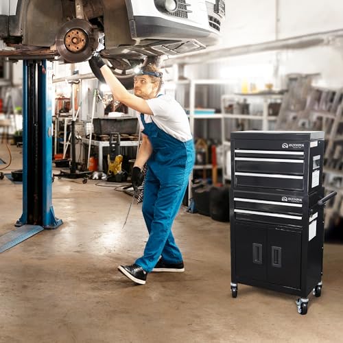Olympia Tools 20-inch Rolling Tool Chest with Drawers - 5-Drawer Tool Chest Cabinet on Wheels Locking Storage Cabinets Garage Organizers for Workshop