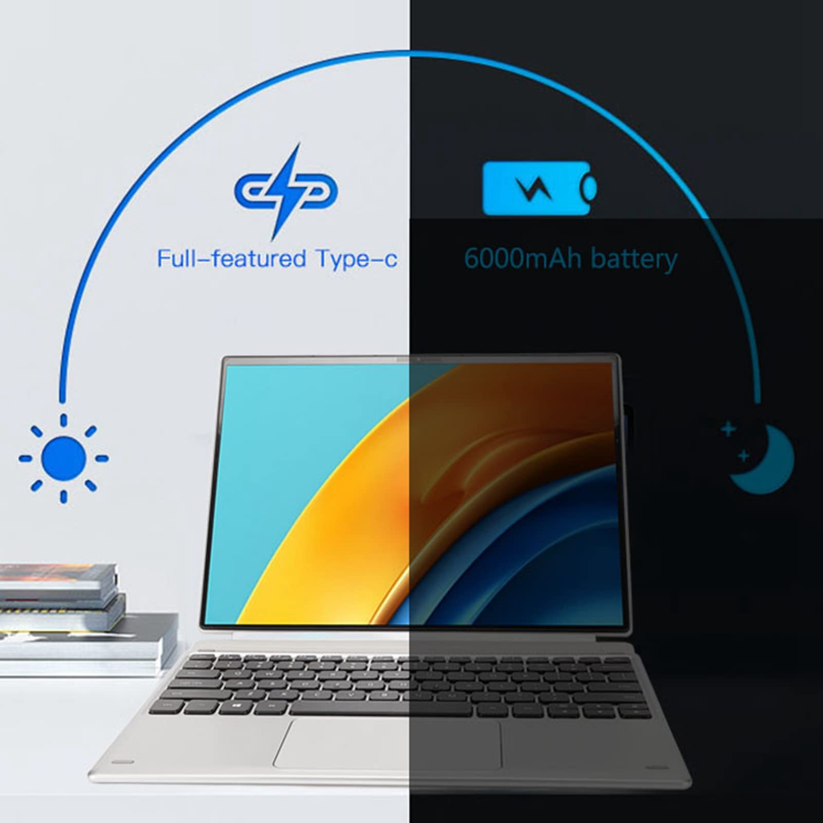 Pomya 2 in 1 Laptop Touchscreen Windows11, 12.3in Notebook 3K Touch Screen 2880x1920 Resolution with Magnetic Keyboard for Windows11 for Business, Study and Entertainment