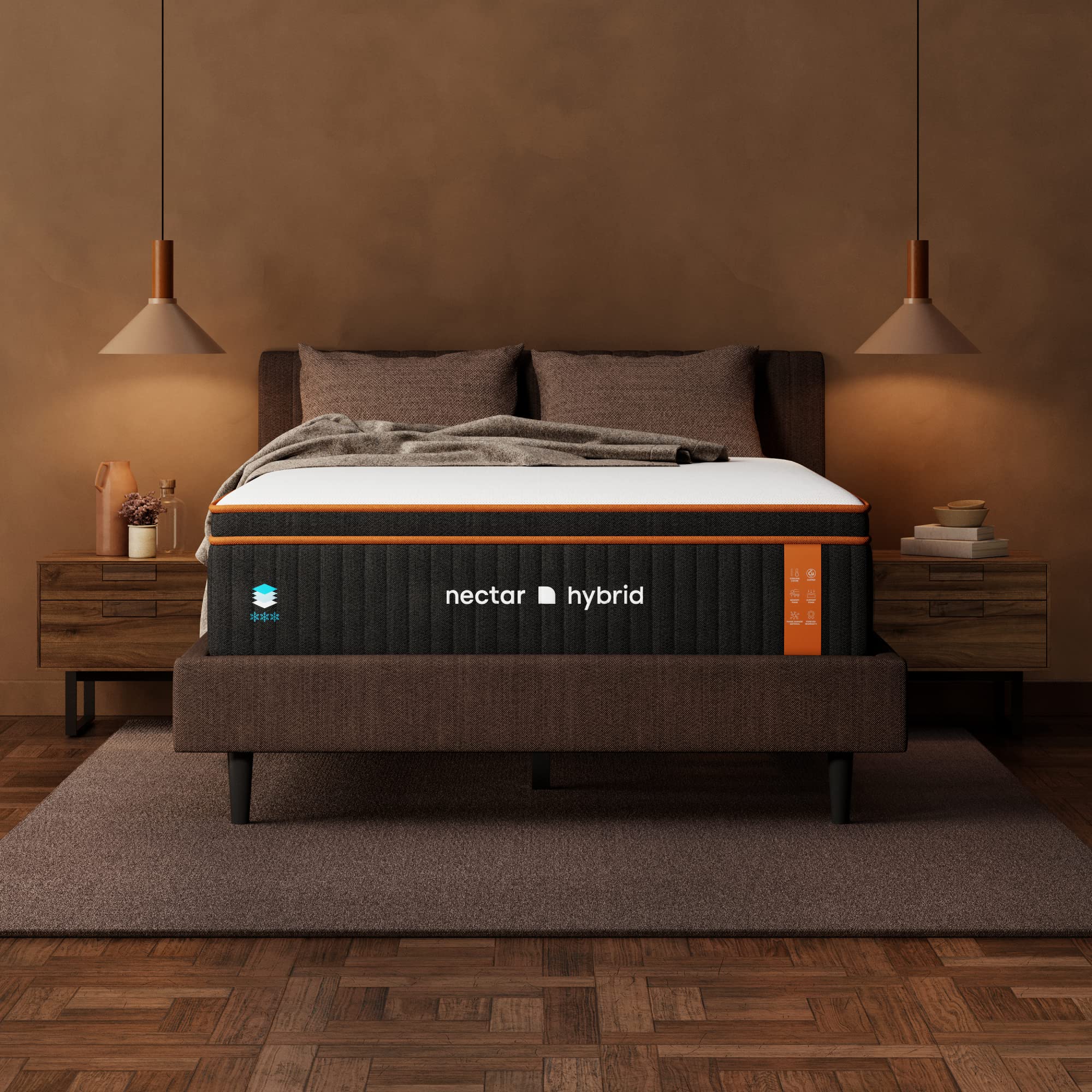 Nectar Premier Copper Hybrid King Mattress 14 Inch - Medium Firm Memory Foam - Steel Springs - Dual Action Cooling Technology - 365-Night Trial - Forever Warranty White