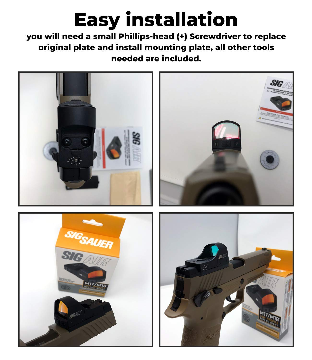 SLG Sаuer Airgun Red Dot Optic Reflex Sight, M17/M18 Air Pistol Air Gun Compatible with Included SLG Sаuer Mark Woven Patch Trucker Hat Bundle