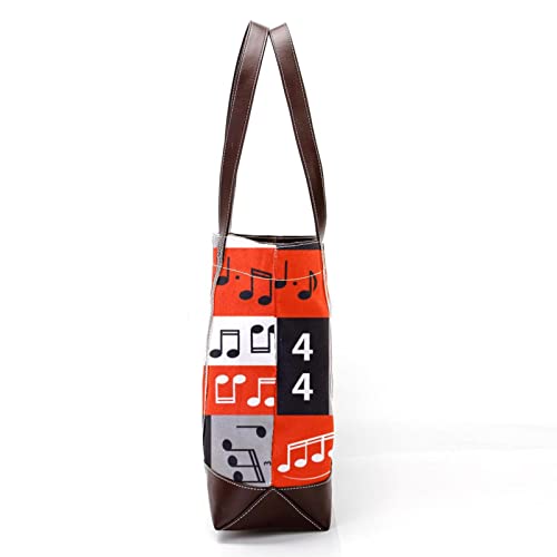 Women's Large Size Canvas Shoulder Bag Hobo Crossbody Handbag Casual Tote, Checkered Note Numbers
