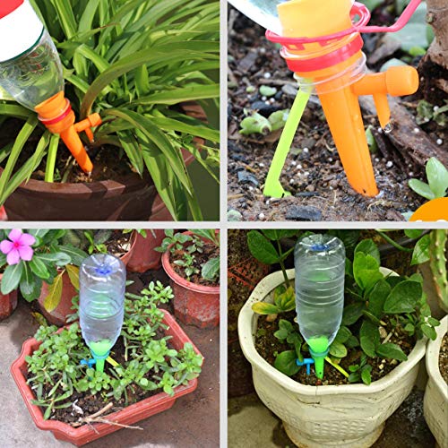 Plant Self Watering Spikes System 12 PCS Automatic Irrigation Plant Waterer with Slow Release Control Valve Switch Adjustable Water Volume Drip System for Home Office and Garden (12 Pcs/Set Colorful)
