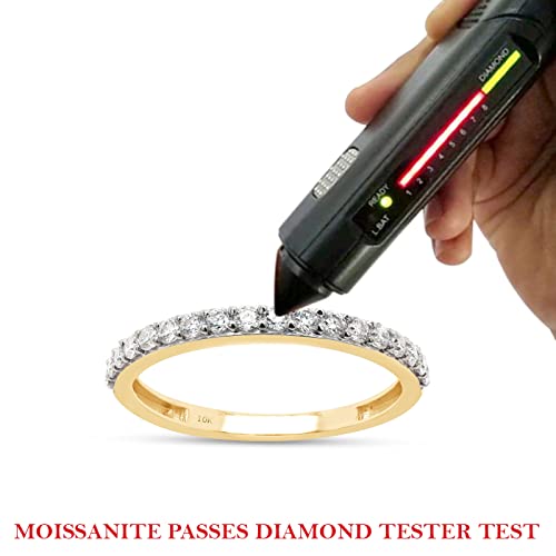 SAVEARTH DIAMONDS 0.40 ct. t.w Round Cut Lab Created Moissanite Diamond Eternity Wedding Band Bridal Ring For Women In 10K Solid Yellow Gold (VVS1 Clarity, 0.40 Cttw)-8