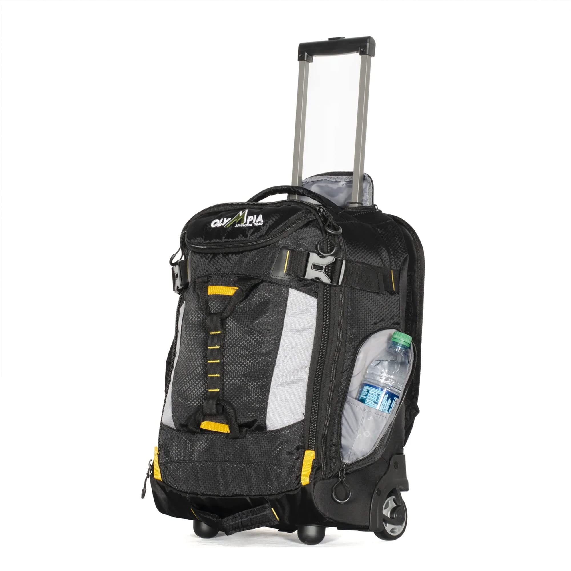 Olympia USA Cascade 20" Outdoor Rolling Backpack Carry On Travel Bag with Hideaway Straps and Comfort Grip Handles, Black