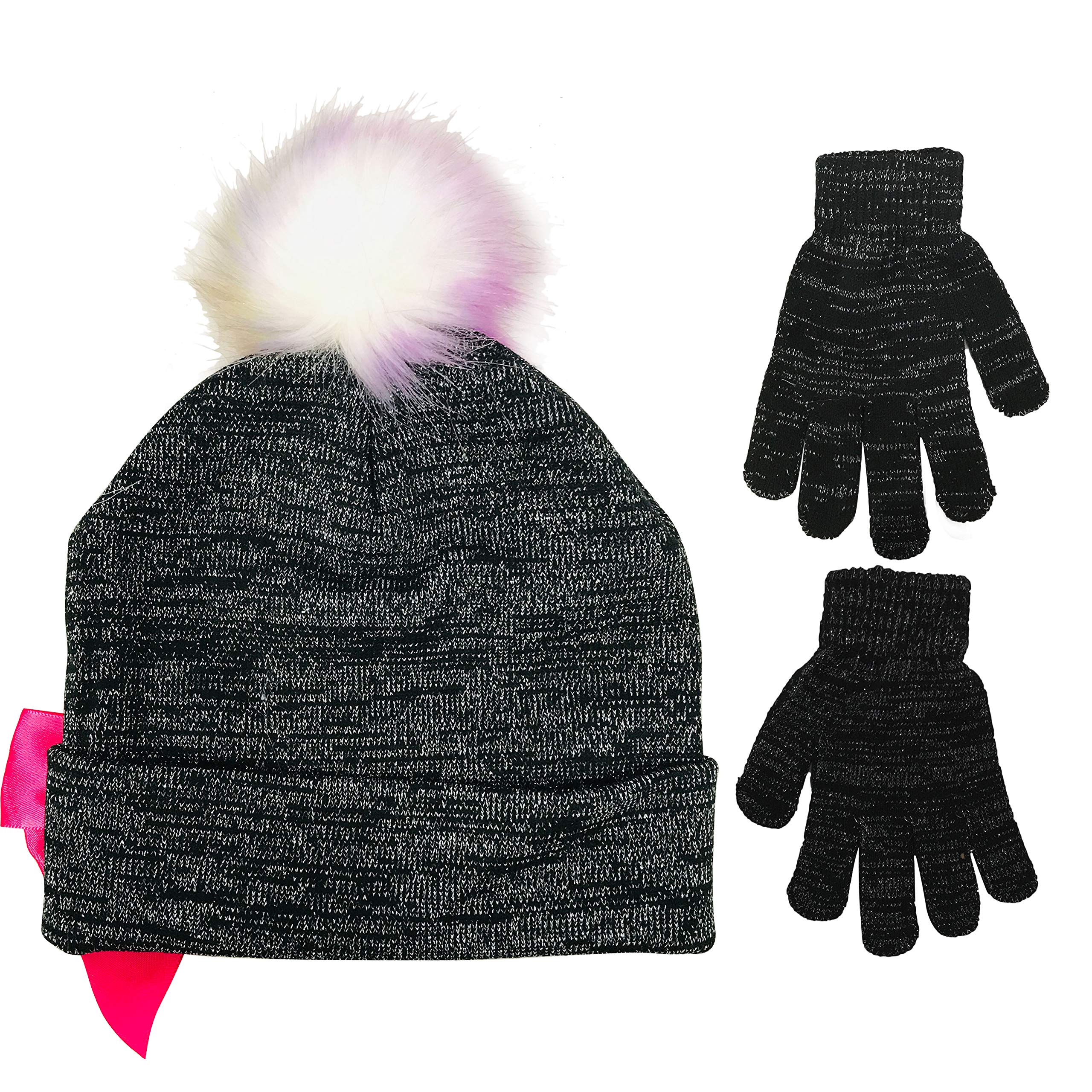 Nickelodeon JoJo Siwa Hugs & Bows Girls Winter Hat and Gloves Cold Weather Set, Age 4-7
