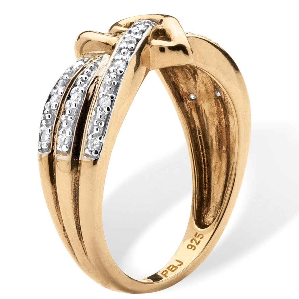 PalmBeach Jewelry Platinum-Plated or 18K Gold-Plated Stelring Silver Genuine Diamond Heart Ring (1/10 cttw, I Color, I3 Clarity) Size 8
