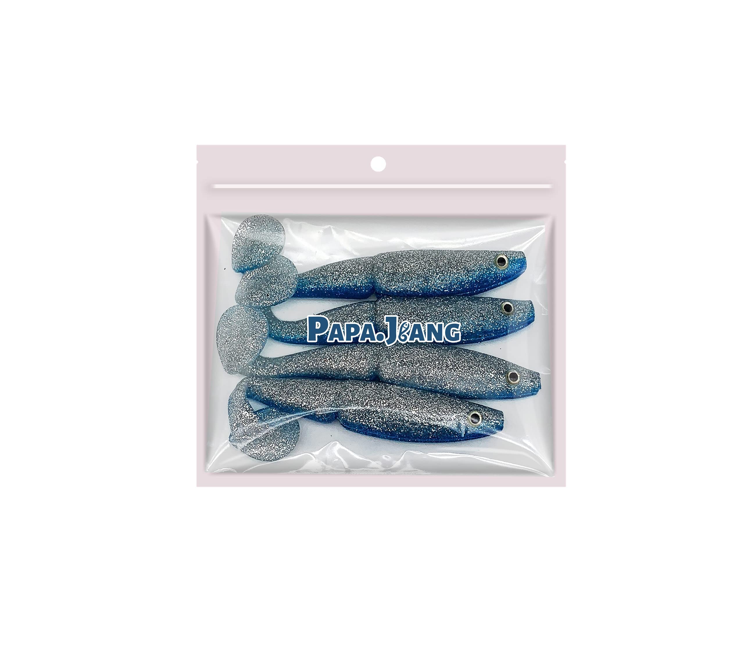 Papa.Jiang 4 PCS Soft Fishing Lure, Top Shad Artificial Lure Swimbaits, Wiggle Paddle Tail, Double color, Saltwater/Freshwater (Honey)